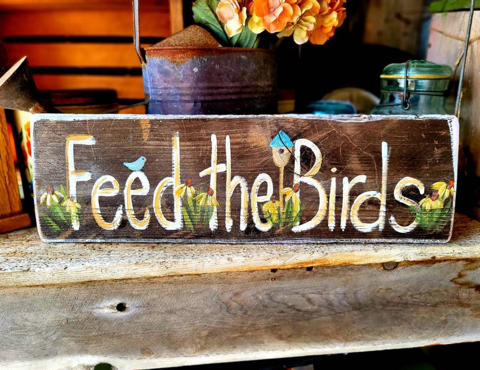 Feed the Birds,outdoor Wood Garden Sign,mary Poppins Sign,personalized ...
