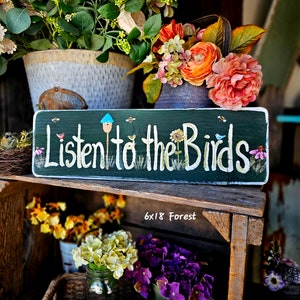 Personalized Garden Sign: Rustic Wood, Listen to the Birds - Etsy