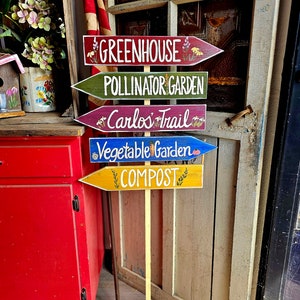 Custom Wood Arrow Sign: Hand-painted Directional Garden Decor,miles ...