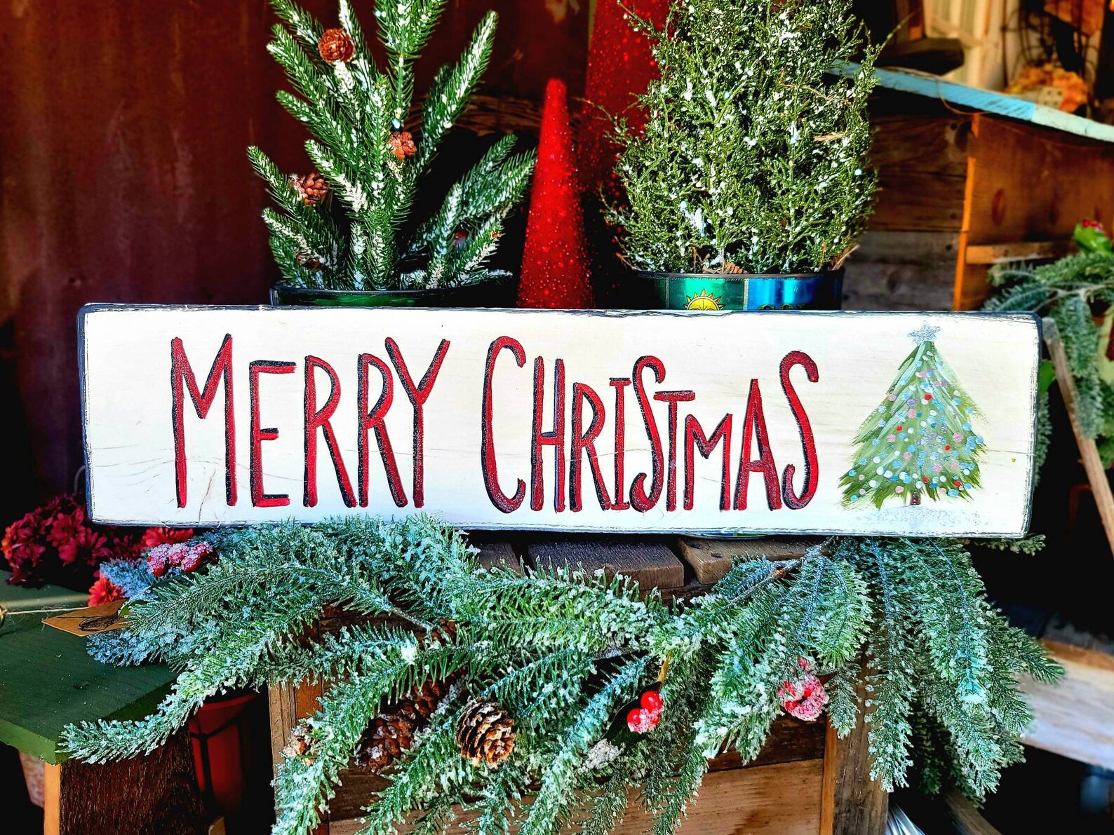 Rustic Merry Christmas Sign,primitive Christmas Sign,outdoor Christmas ...