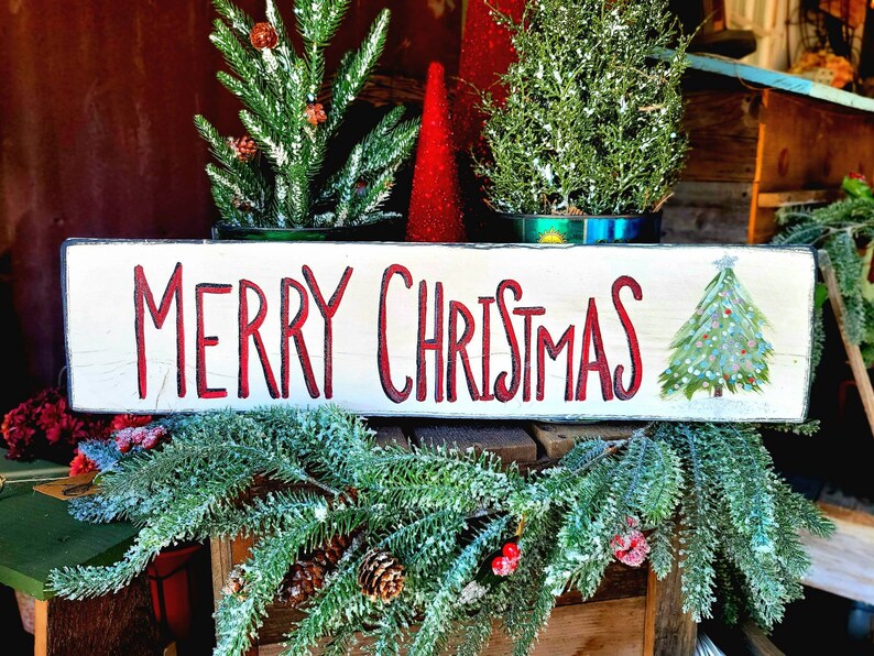 Rustic Merry Christmas Sign,primitive Christmas Sign,outdoor Christmas ...