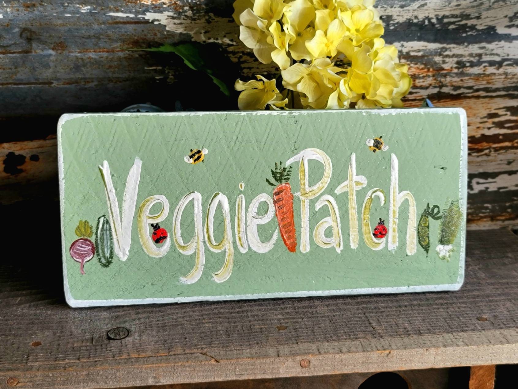 Veggie patch signcustom wood sign outdoorvegetable garden | Etsy