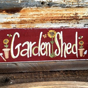 Rustic Garden Shed Sign: Upcycled Wood, Sunflower Decor,handmade Sign ...