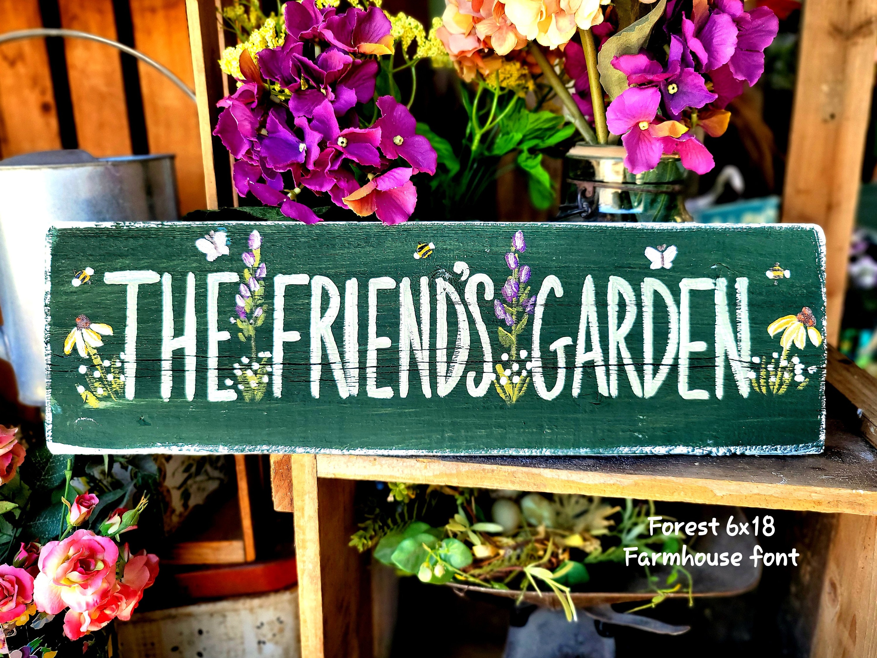 Large custom outdoor/indoor wood sign for home and garden. Handpainted ...