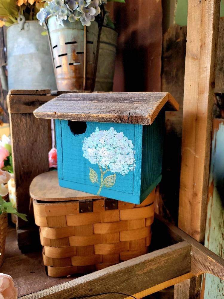 Rustic aqua blue bird house-painted birdhouse-outdoor birdhouse-unique ...