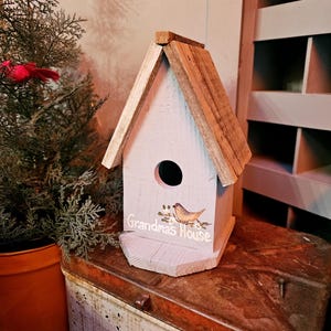 Personalized Wood Birdhouse: Rustic Outdoor Garden Gift - Etsy