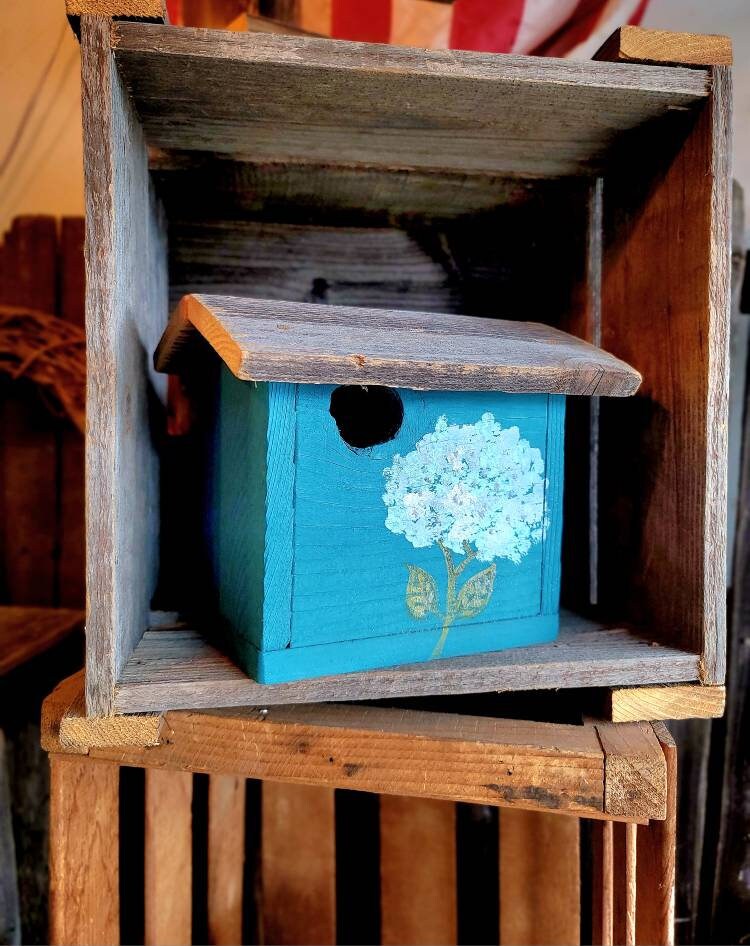 Rustic aqua blue bird house-painted birdhouse-outdoor birdhouse-unique ...