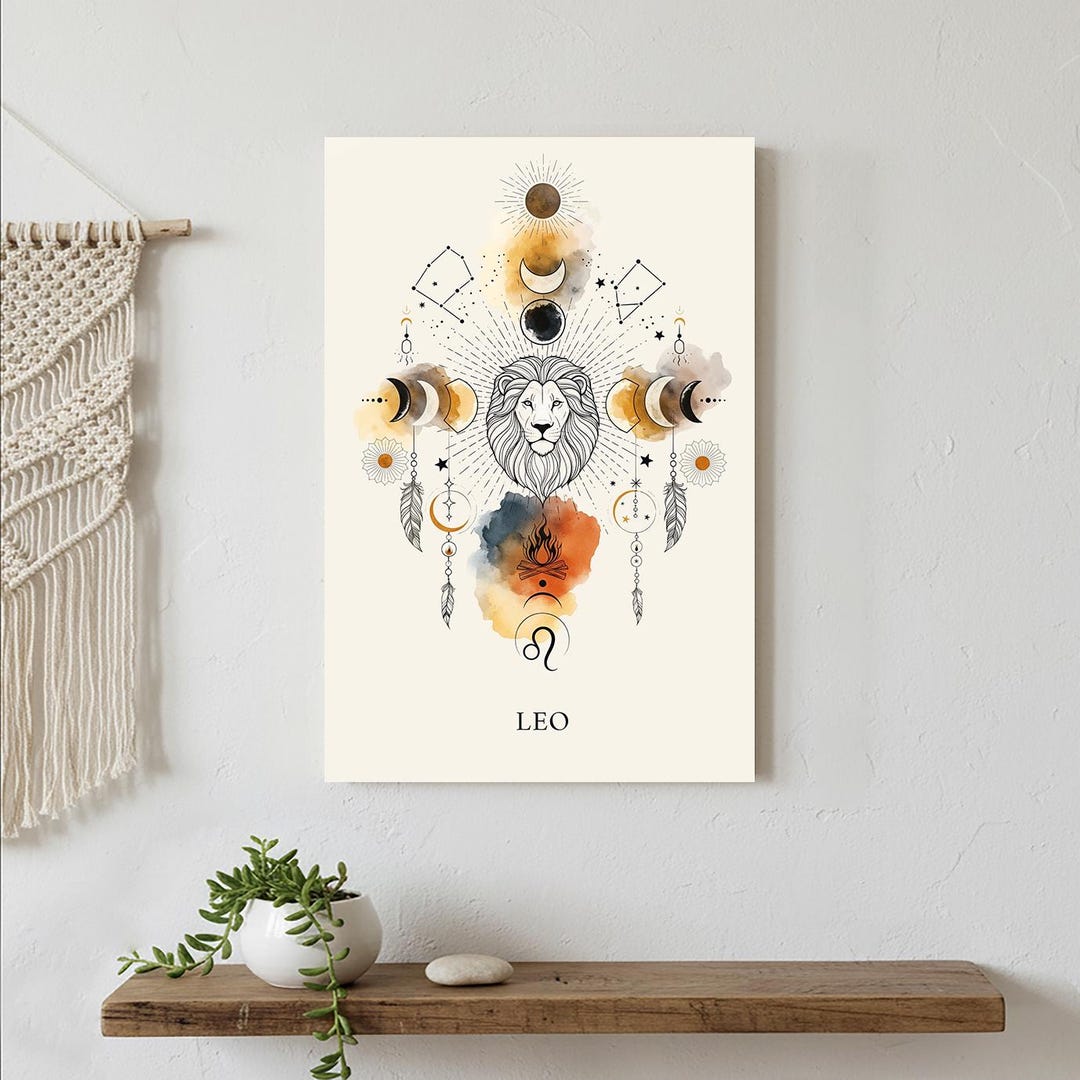 Leo Zodiac Poster: Boho Wall Art, Mystic Witchy Decor (20x30) - Etsy