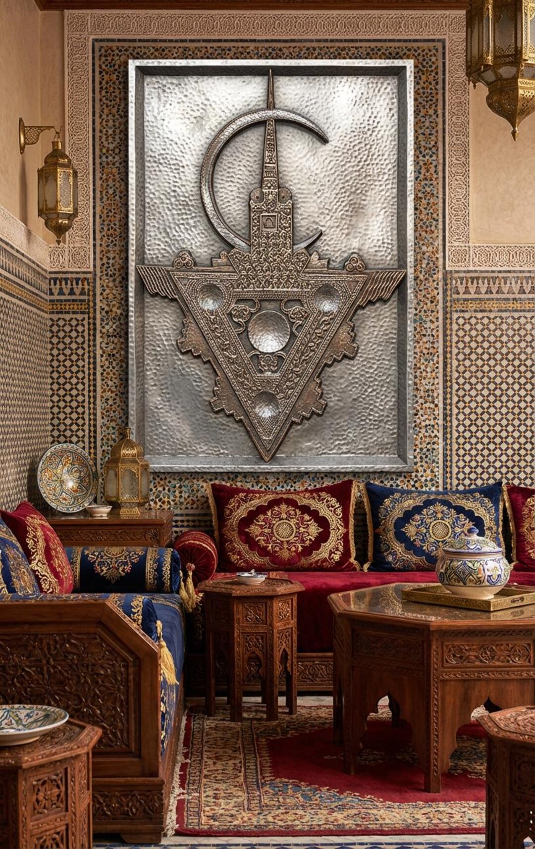 Amazigh Tazerzit sieraden muurkunst | Marokkaans berbersymbool decor ...