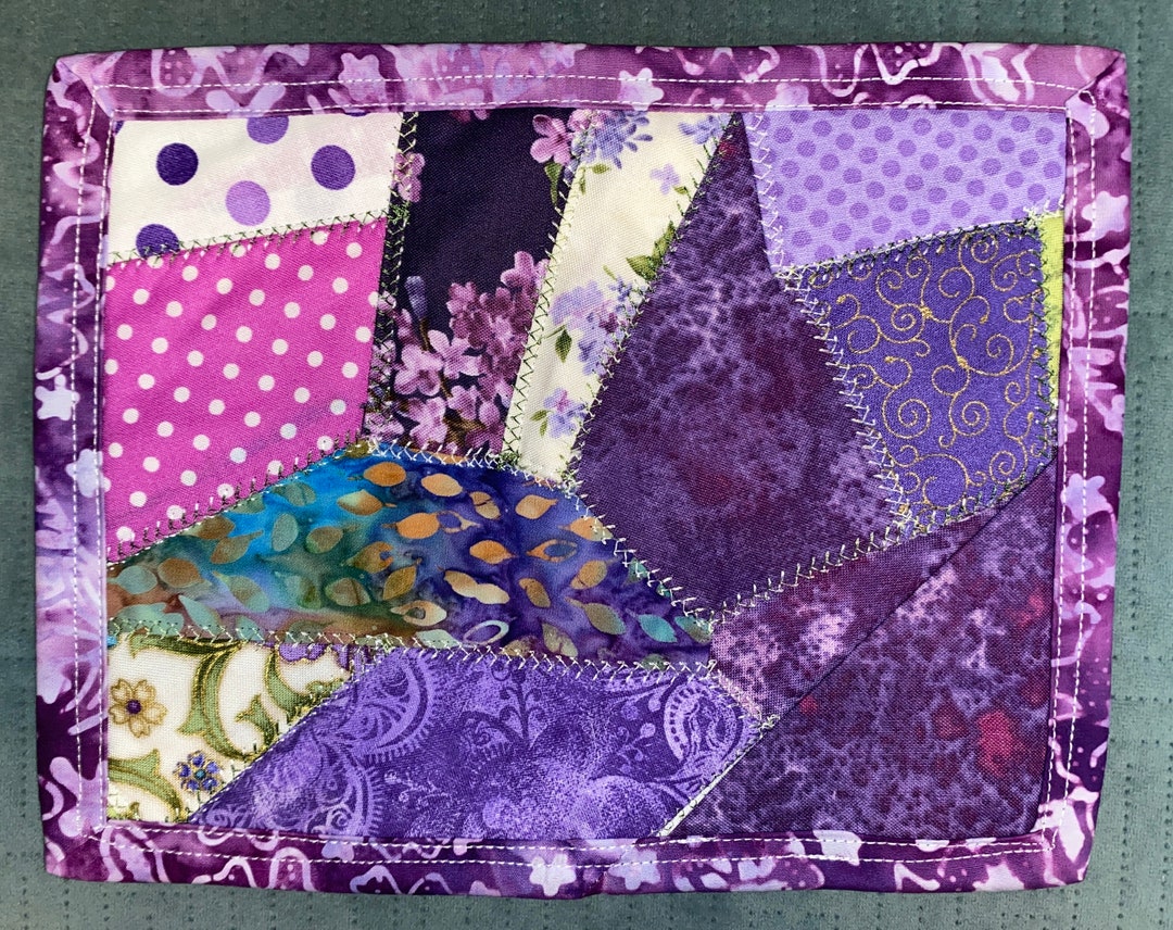 MR 318 Crazy Quilt Mug Rug Snack Mat, Mini Placemat, Centerpiece, Small ...