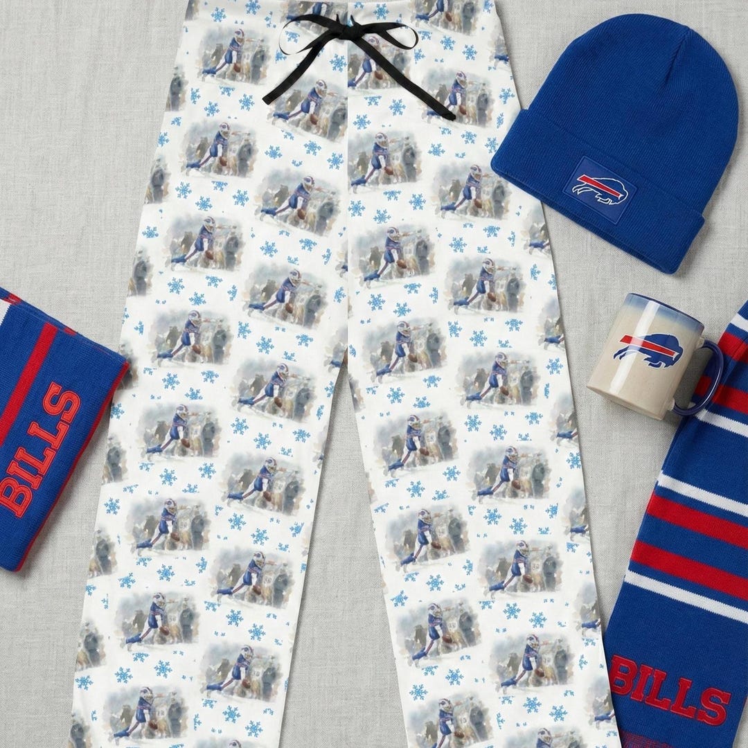 Josh Allen Watercolor Pajama Pants | Buffalo Football Lounge Bottoms ...