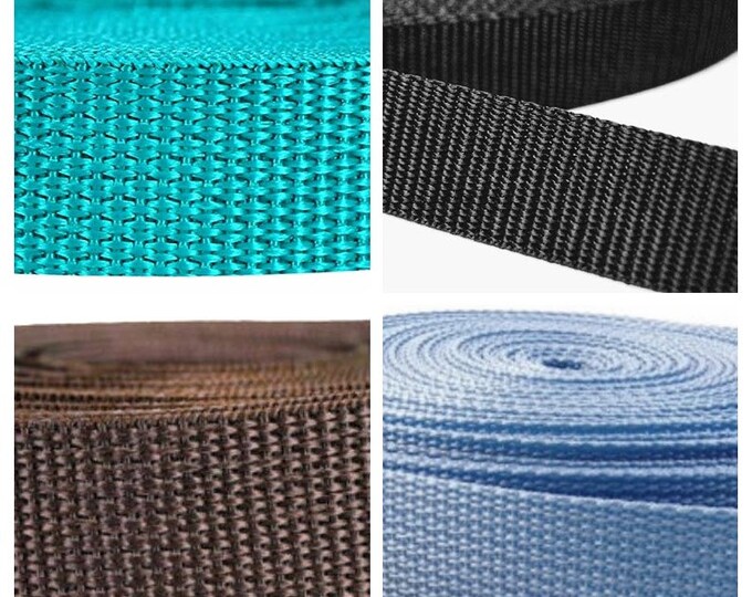 5 Yards 1" Wide Polypropylene Webbing - Select Teal, Brown, Powder Blue ...