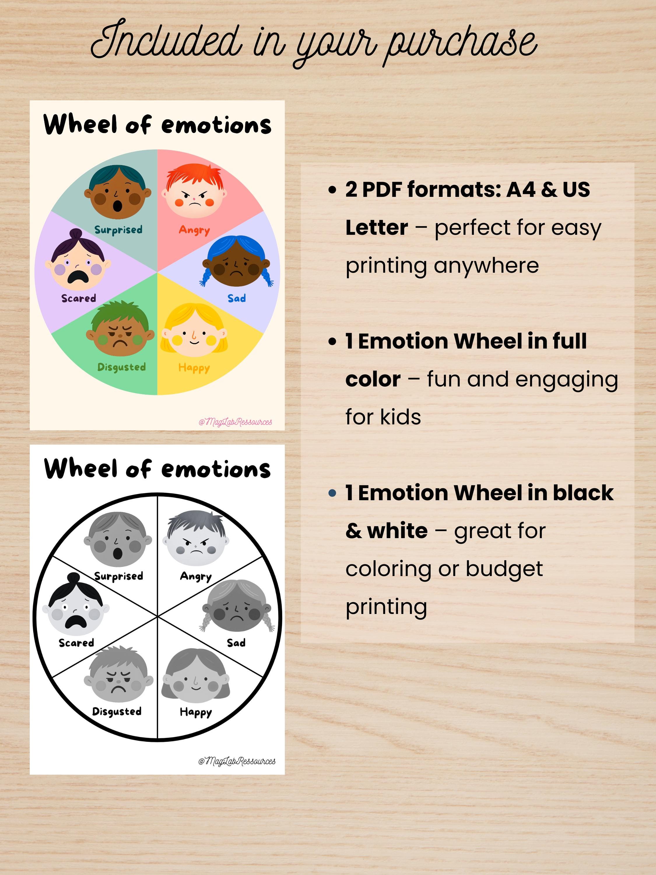 Printable Emotion Wheel for Kids | Feelings Chart PDF | Emotional ...