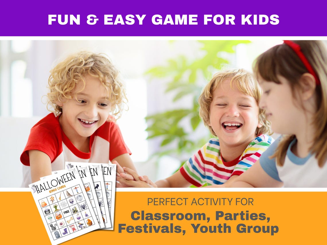 Halloween Bingo Game: 30 Printable Cards, Kids Party Activity (digital ...