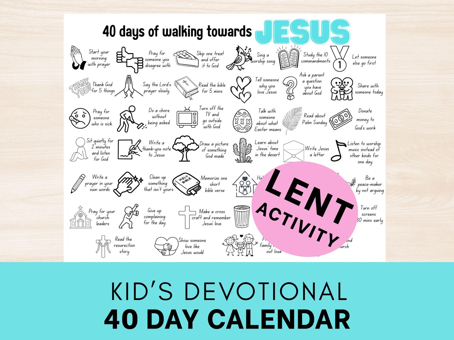 40 Day Lent Countdown for Kids -instant Download- Lent & Ash Wednesday ...
