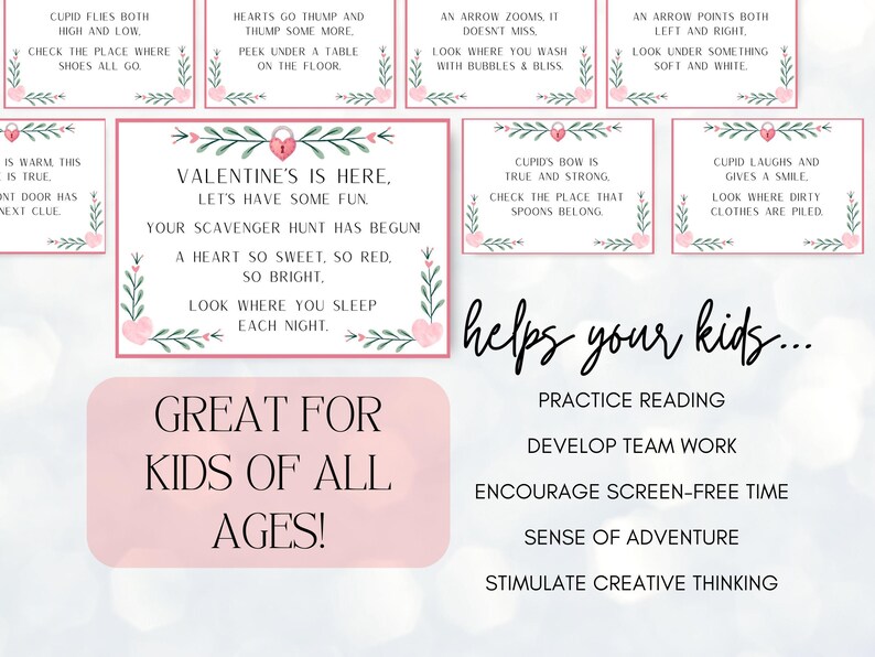 21 Valentine's Scavenger Hunt Clues - Instant Download - Valentine's ...
