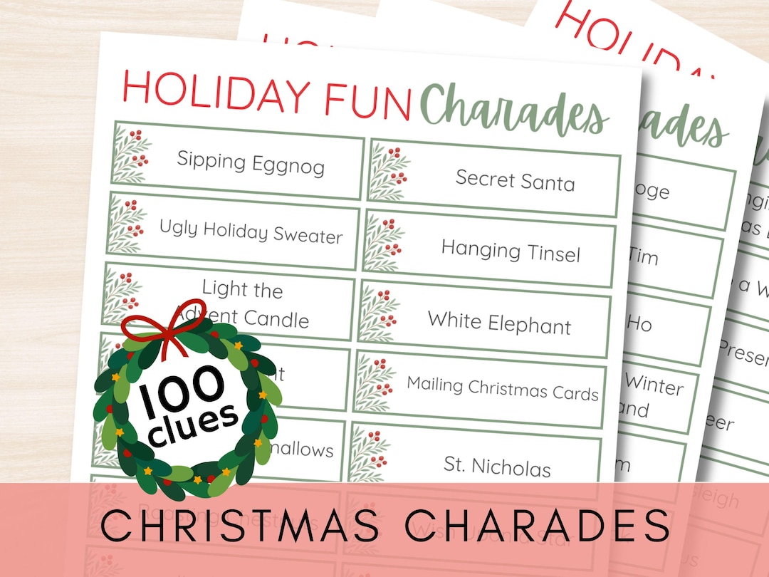 Christmas Charade Game- Printable Party Game, Holiday Party Games ...