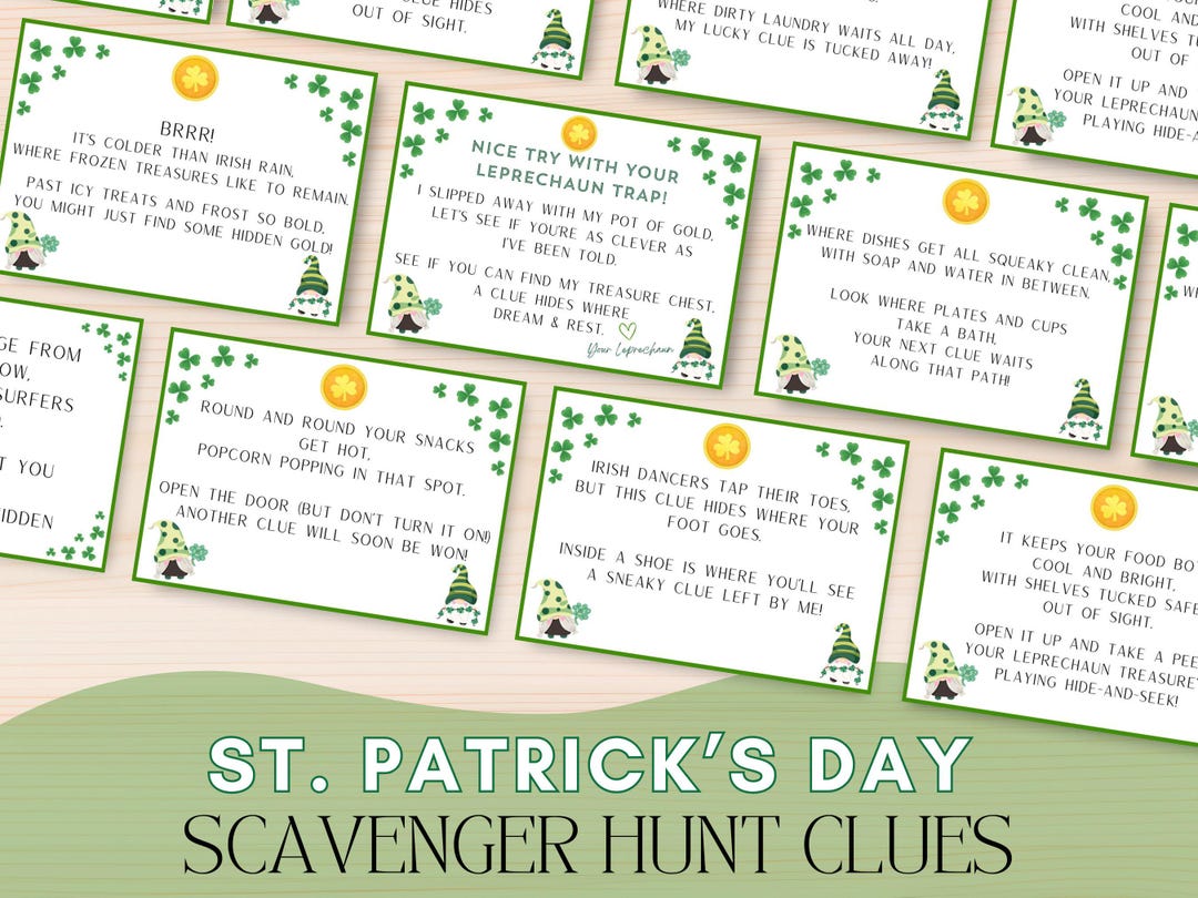 St. Patrick's Day Leprechaun Trap Scavenger Hunt - Instant Download ...