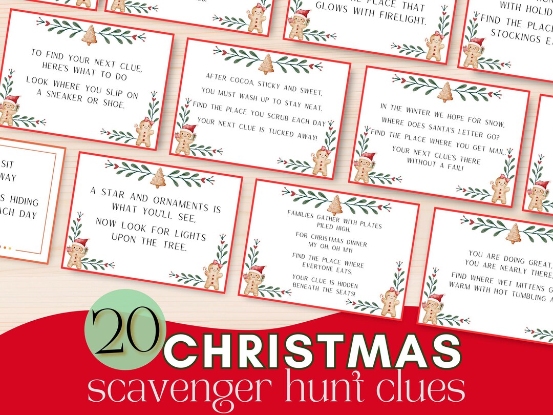 2O Christmas Scavenger Hunt Clues - Christmas Party Game, Scavenger ...