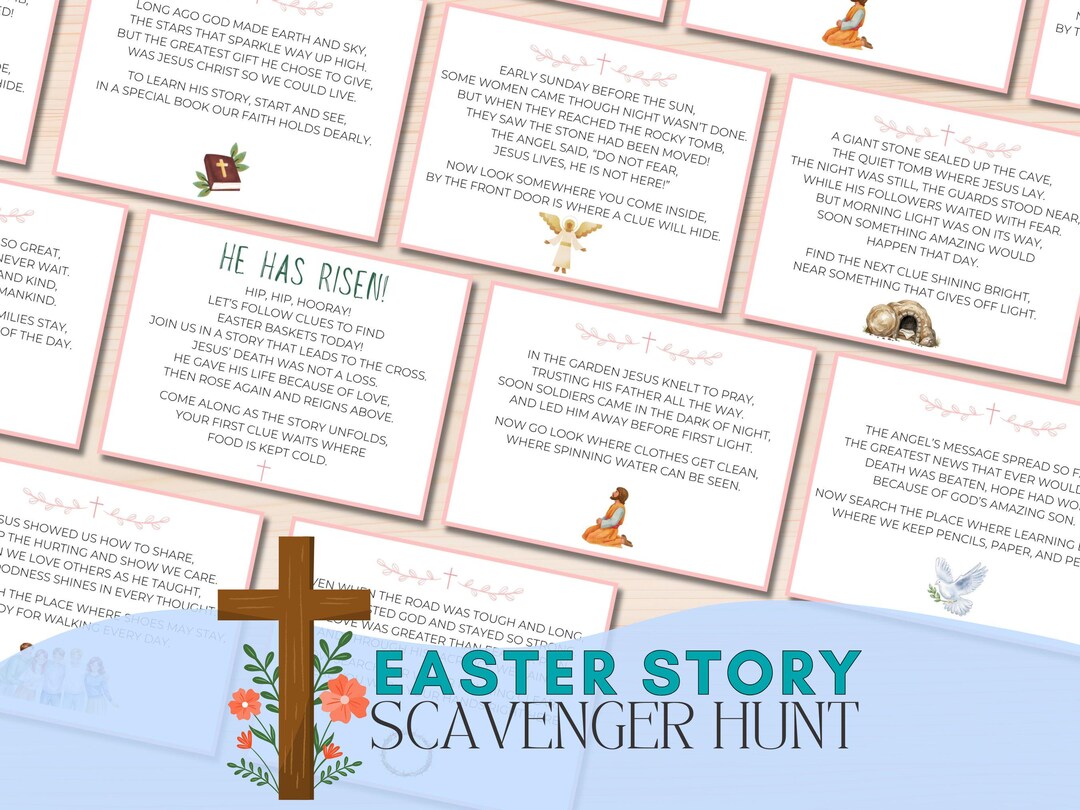 Easter Story Scavenger Hunt - Printable Bible Game, Christian Treasure ...