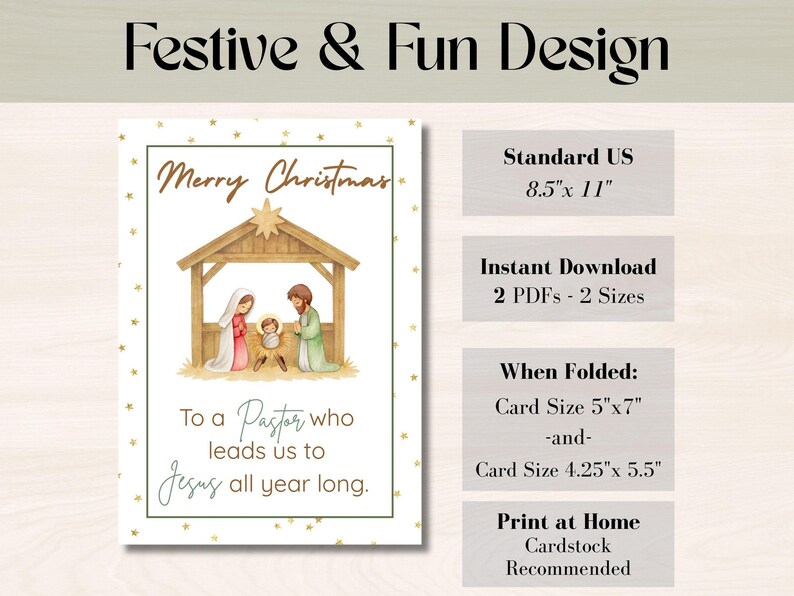 Pastor Christmas Card – Digital Download **2 Sizes Included** Pastor ...