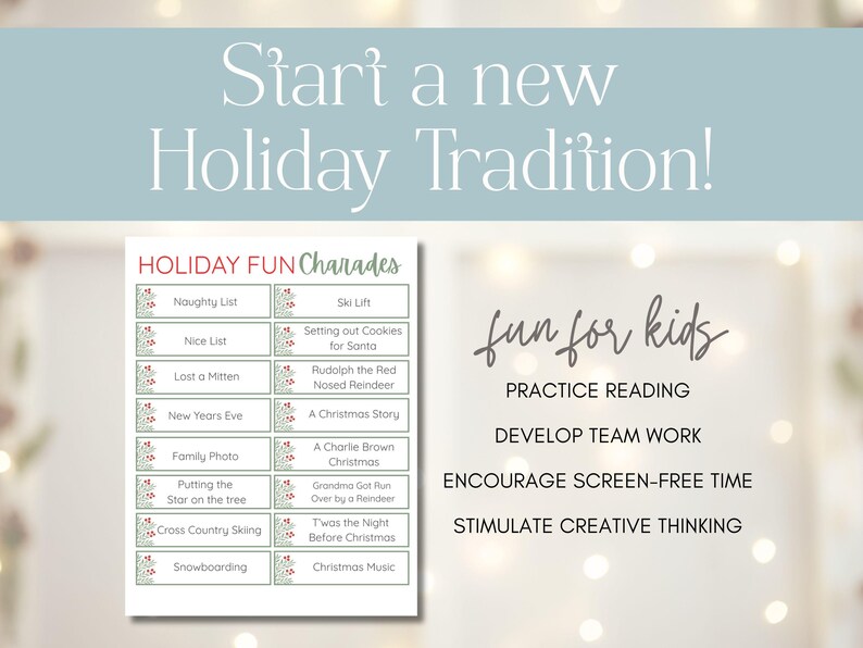 Christmas Charade Game- Printable Party Game, Holiday Party Games ...