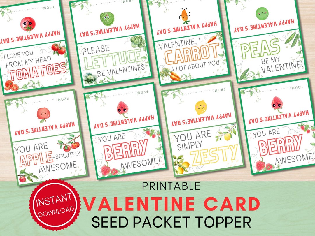 Fruit & Vegetable Seed Valentine- Instant Download, Seed Topper ...