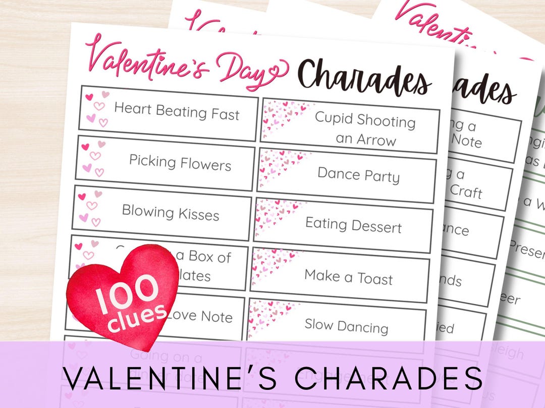 Valentine's Day Charades & Pictionary- Printable Party Game, Galentines ...