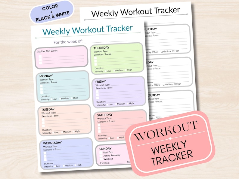 Printable Weekly Workout Tracker- Instant Download, Fitness Tracker ...