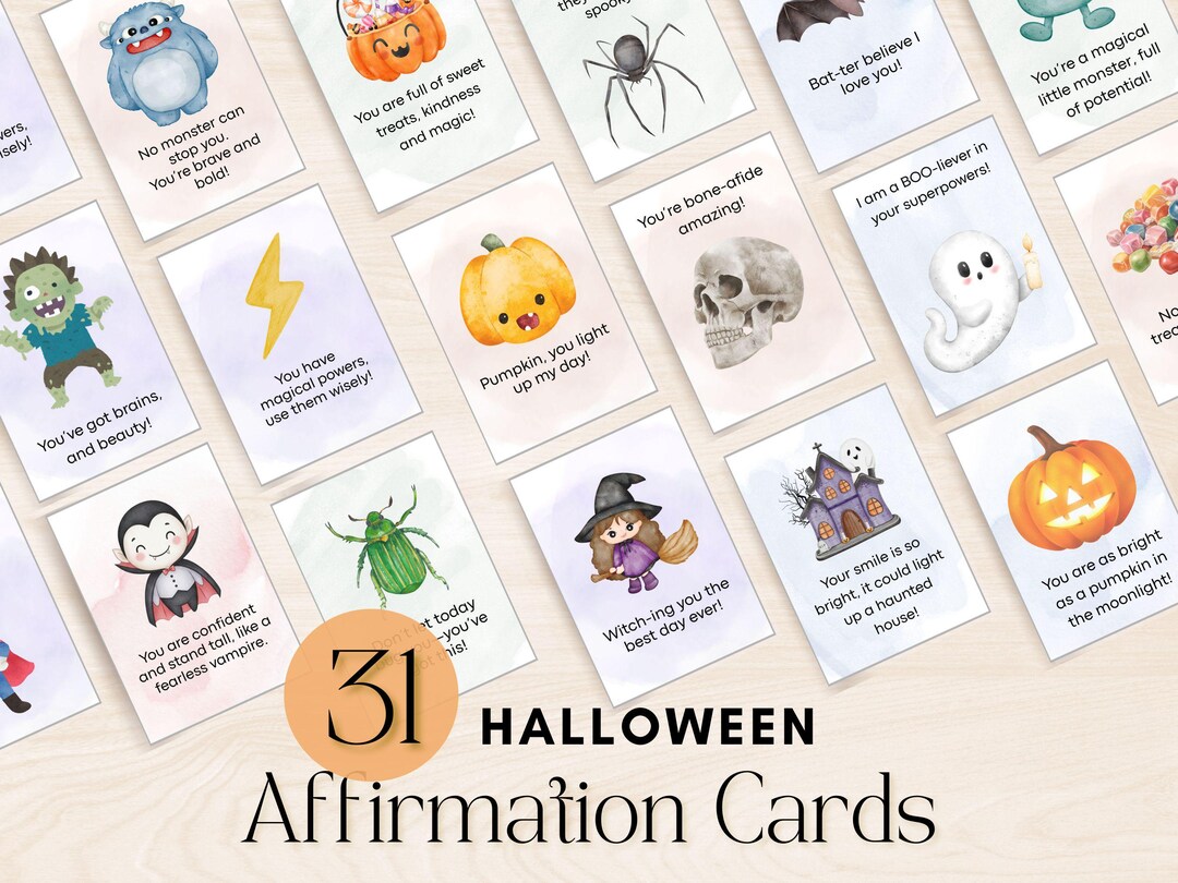 31 Halloween Affirmation Cards for Kids, Printable Lunchbox Notes ...