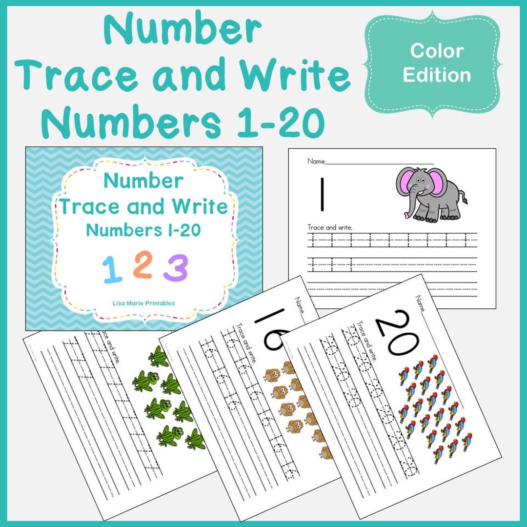 Numbers Trace and Write Numbers 1-20 Color Edition - Etsy
