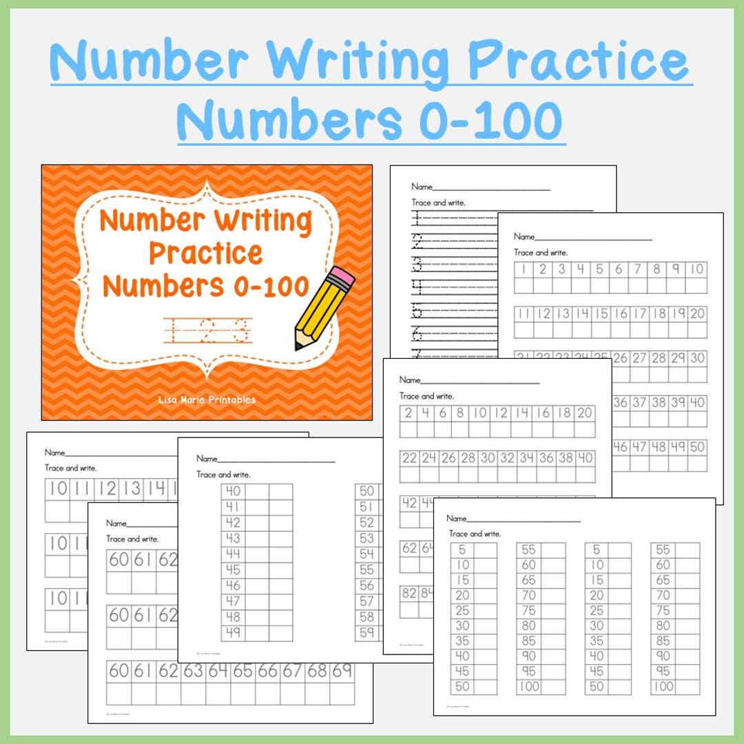Number Writing Practice- Numbers 0-100 - Etsy