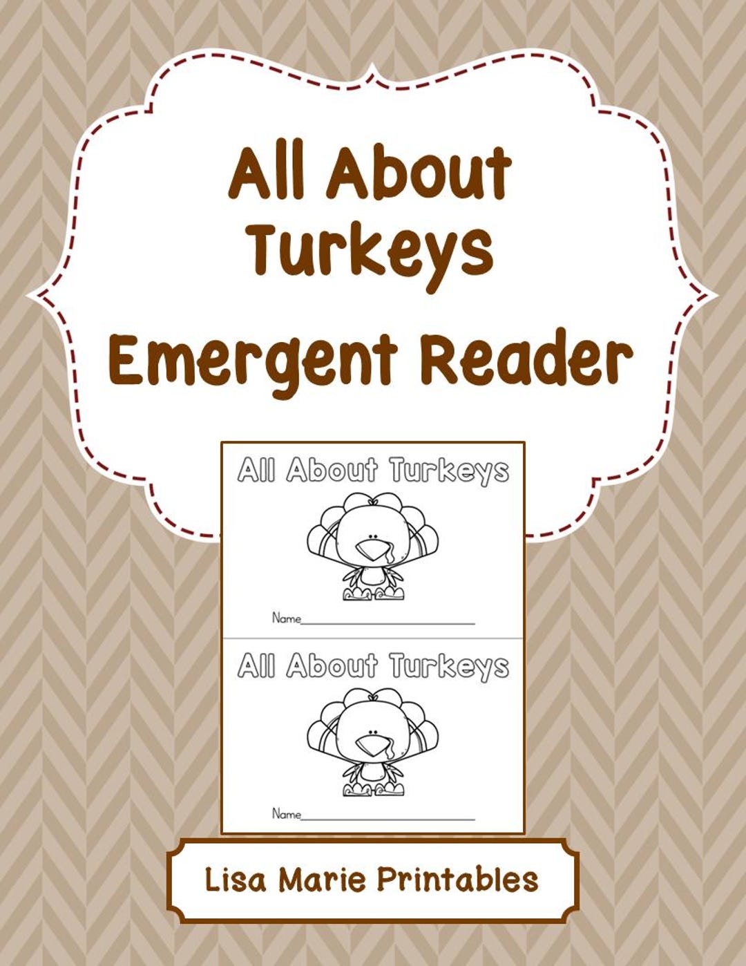 All About Turkeys Emergent Reader - Etsy