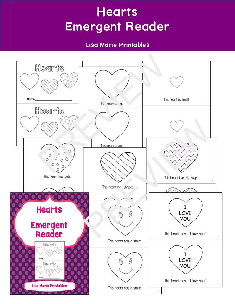 Hearts Emergent Reader - Etsy
