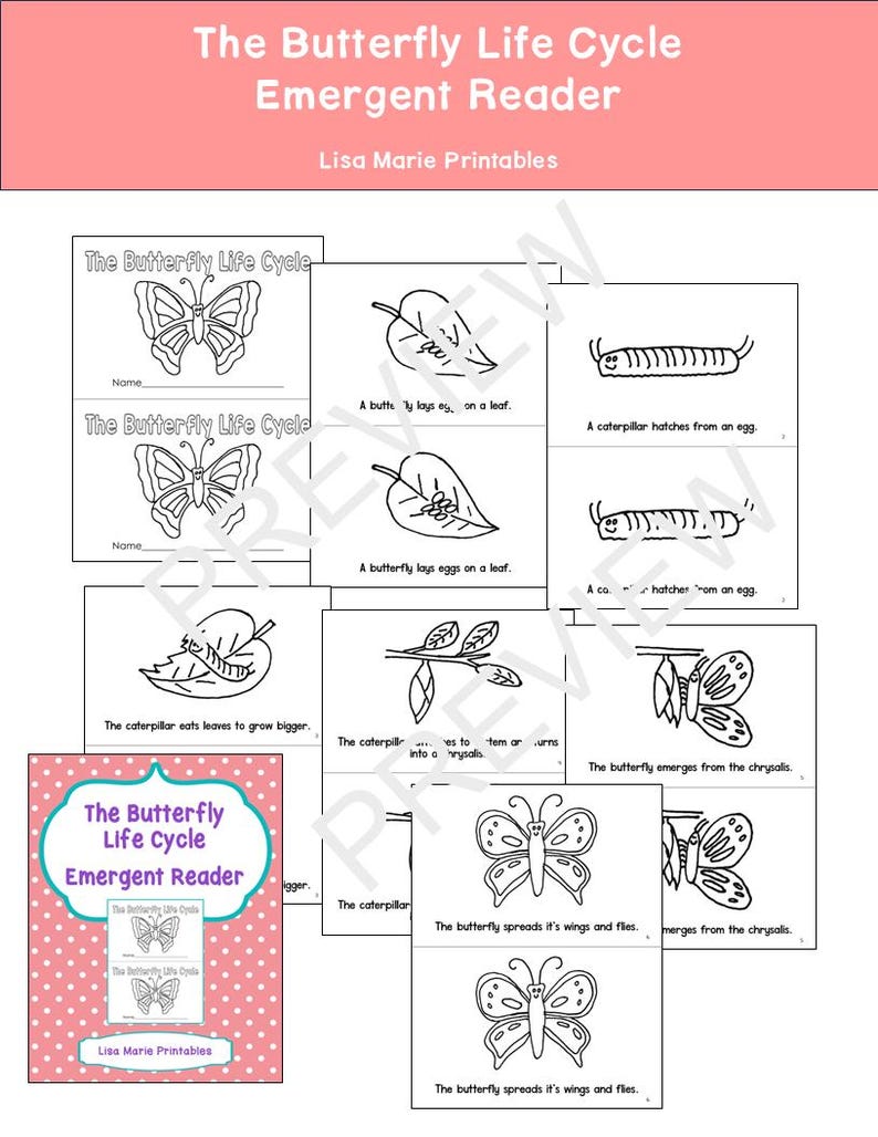 The Butterfly Life Cycle Emergent Reader - Etsy
