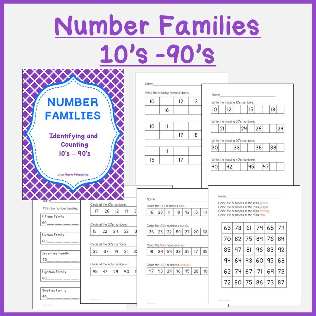 Number Families 10's-90's - Etsy