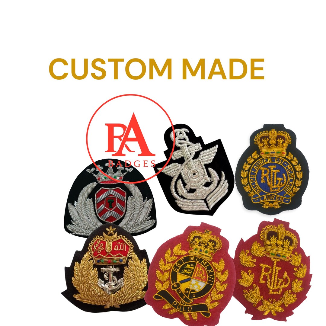 Customized Hand Embroidered Bullion Wire Badge Embroidery Patches ...