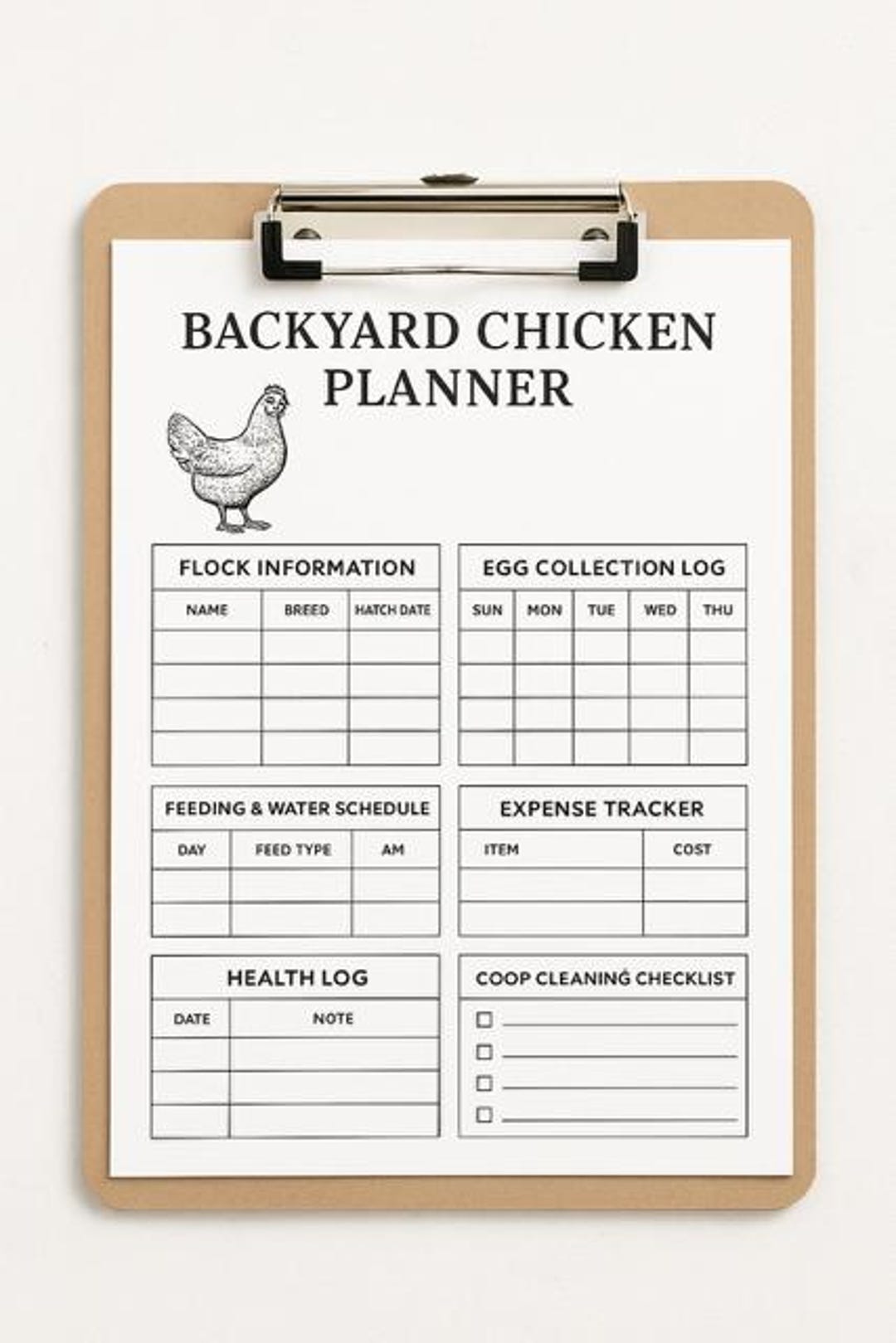 Backyard Chicken Planner [ Egg Log, Flock Tracker, Coop Cleaning ...