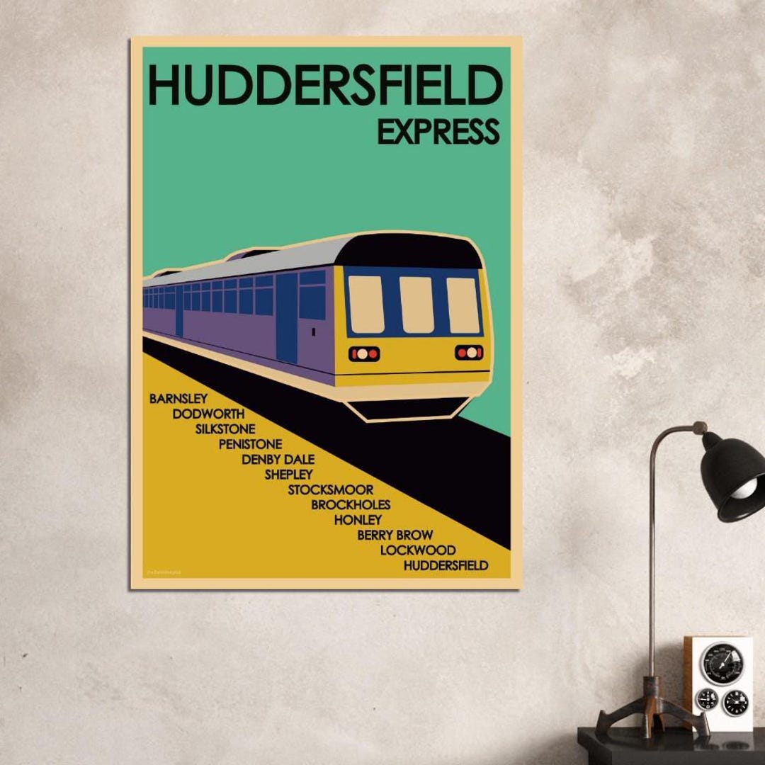 Huddersfield - Barnsley Express, Vintage Rail Art Print Poster - Etsy UK