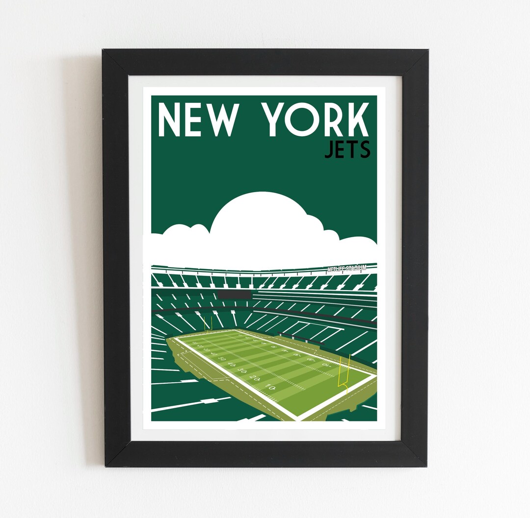 Póster retro de los New York Jets - Estadio MetLife - Etsy México