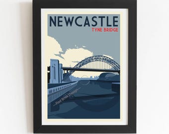 Tyne Bridge Art Print. Pen Drawing Over Map of Gateshead Newcastle . A4 ...