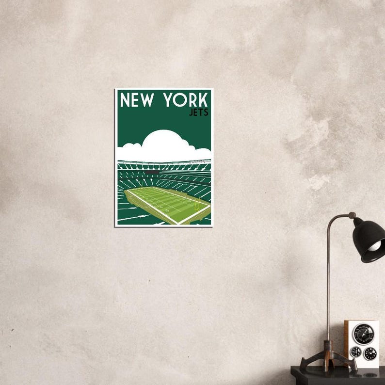 Póster retro de los New York Jets - Estadio MetLife - Etsy México