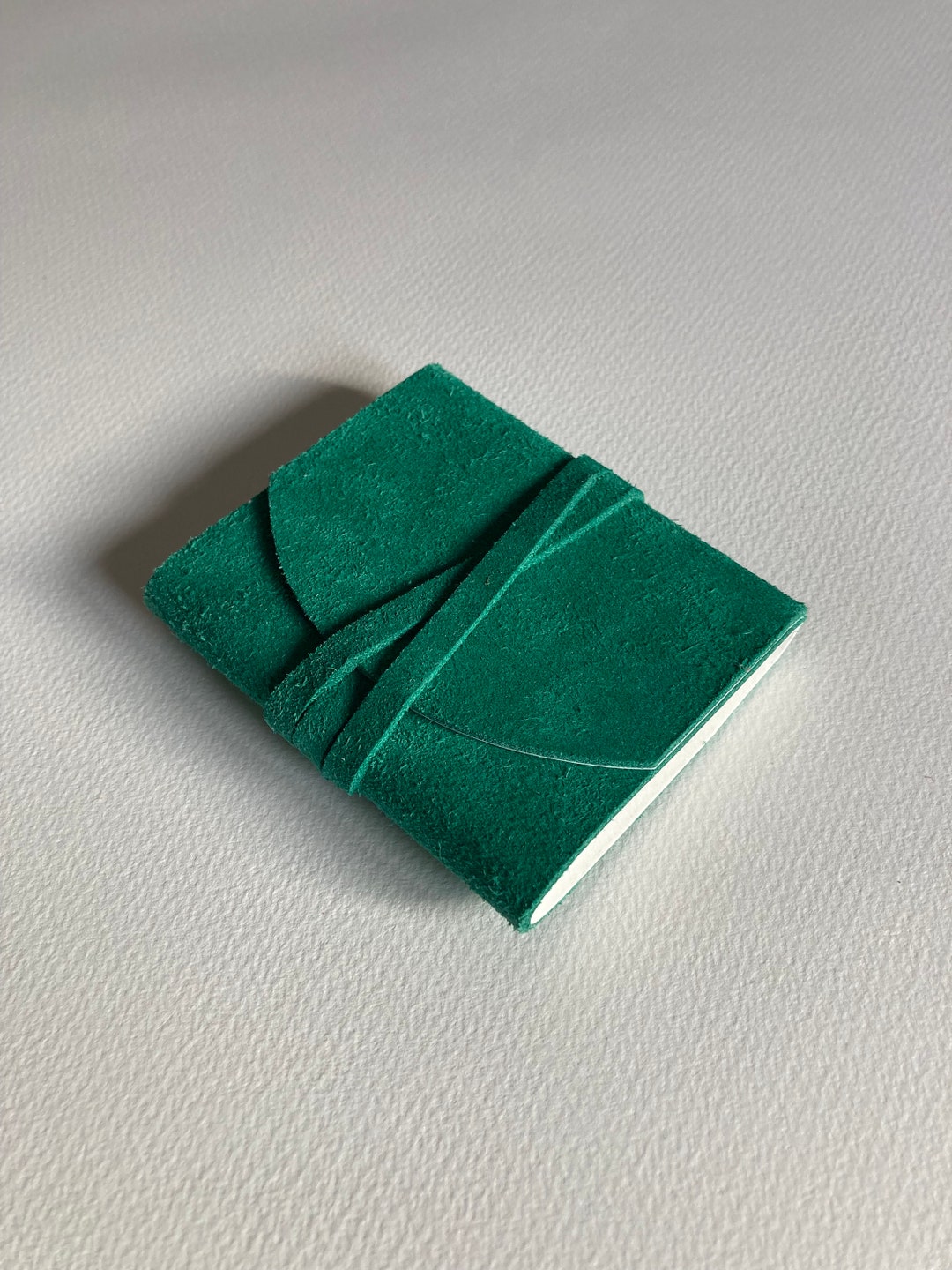 SMALL Leather Journal Leather Sketchbook Leather Notebook. Green Suede ...