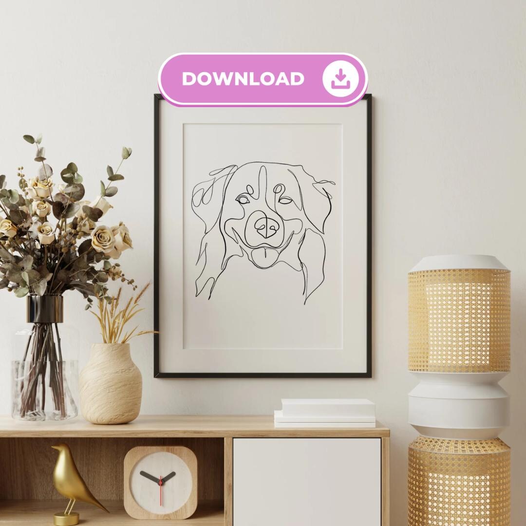 Bernese Mountain Dog Line Art - Etsy