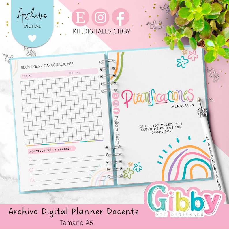 ARCHIVO DIGITAL - Planner docente A5 2026 (PDF-PPTx) - Etsy España