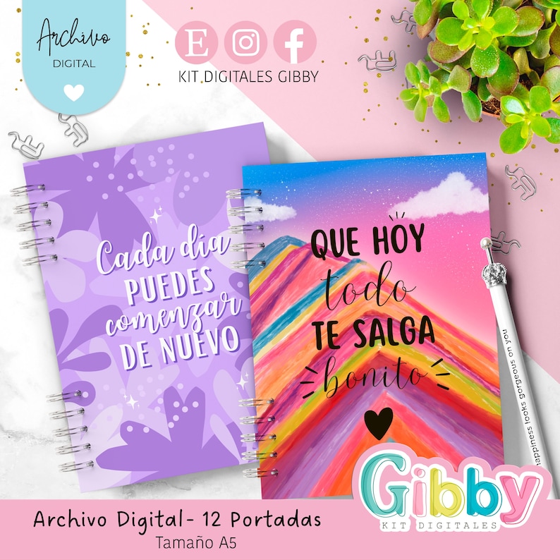 Archivo Digital - 10 Portadas de planner/agenda en PNG-300pi - Etsy España