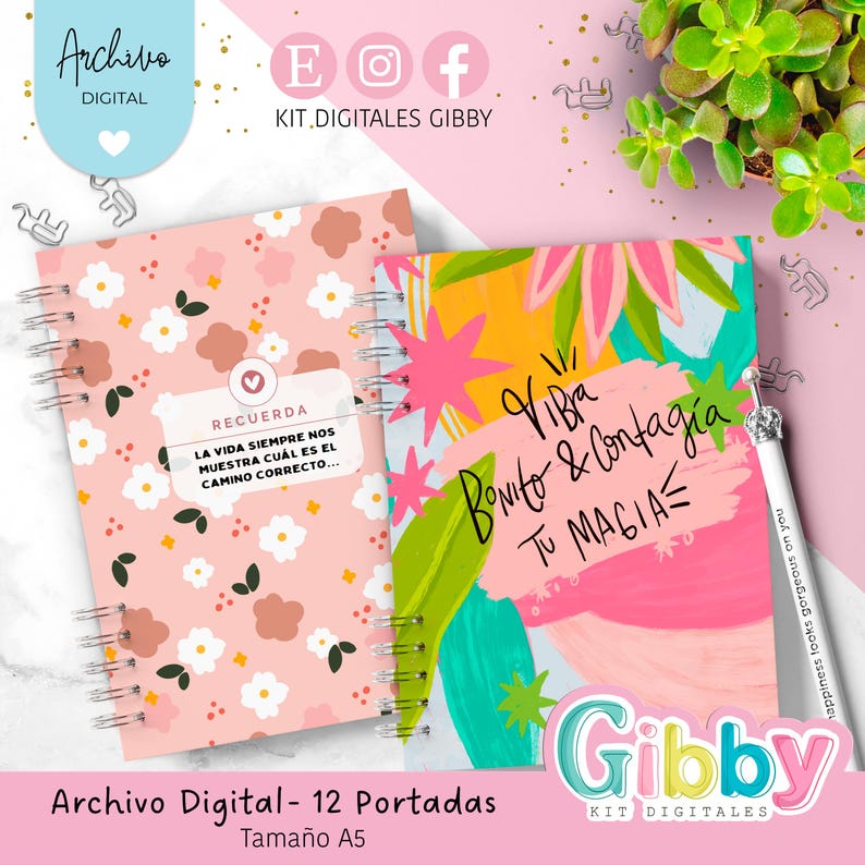 Archivo Digital - 10 Portadas de planner/agenda en PNG-300pi - Etsy España