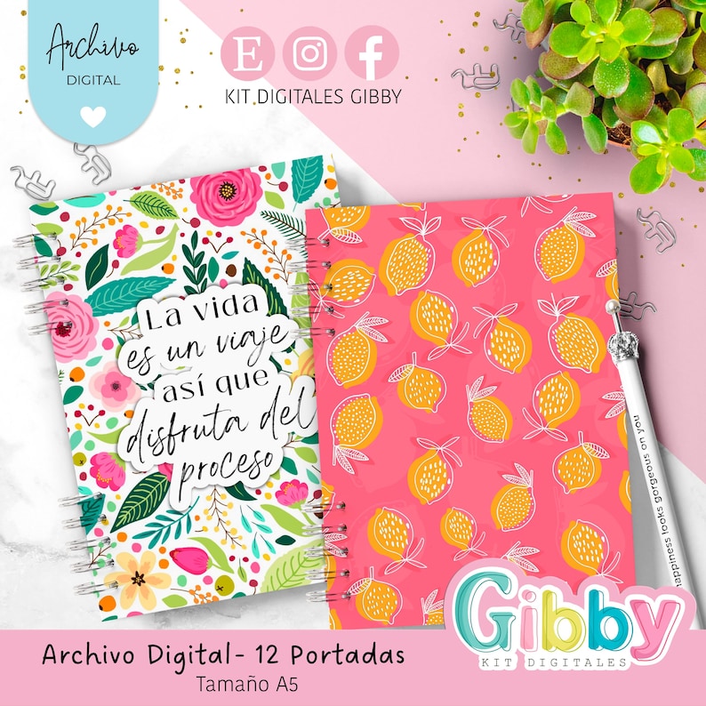 Archivo Digital - 10 Portadas de planner/agenda en PNG-300pi - Etsy España