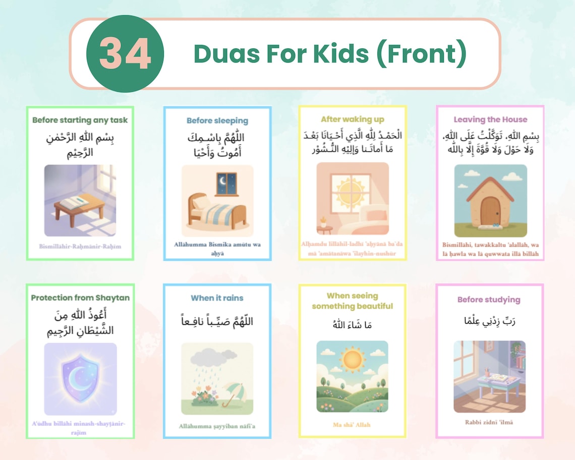 Islamic Dua Flashcards for Kids | Daily Duas for Children | Ramadan ...