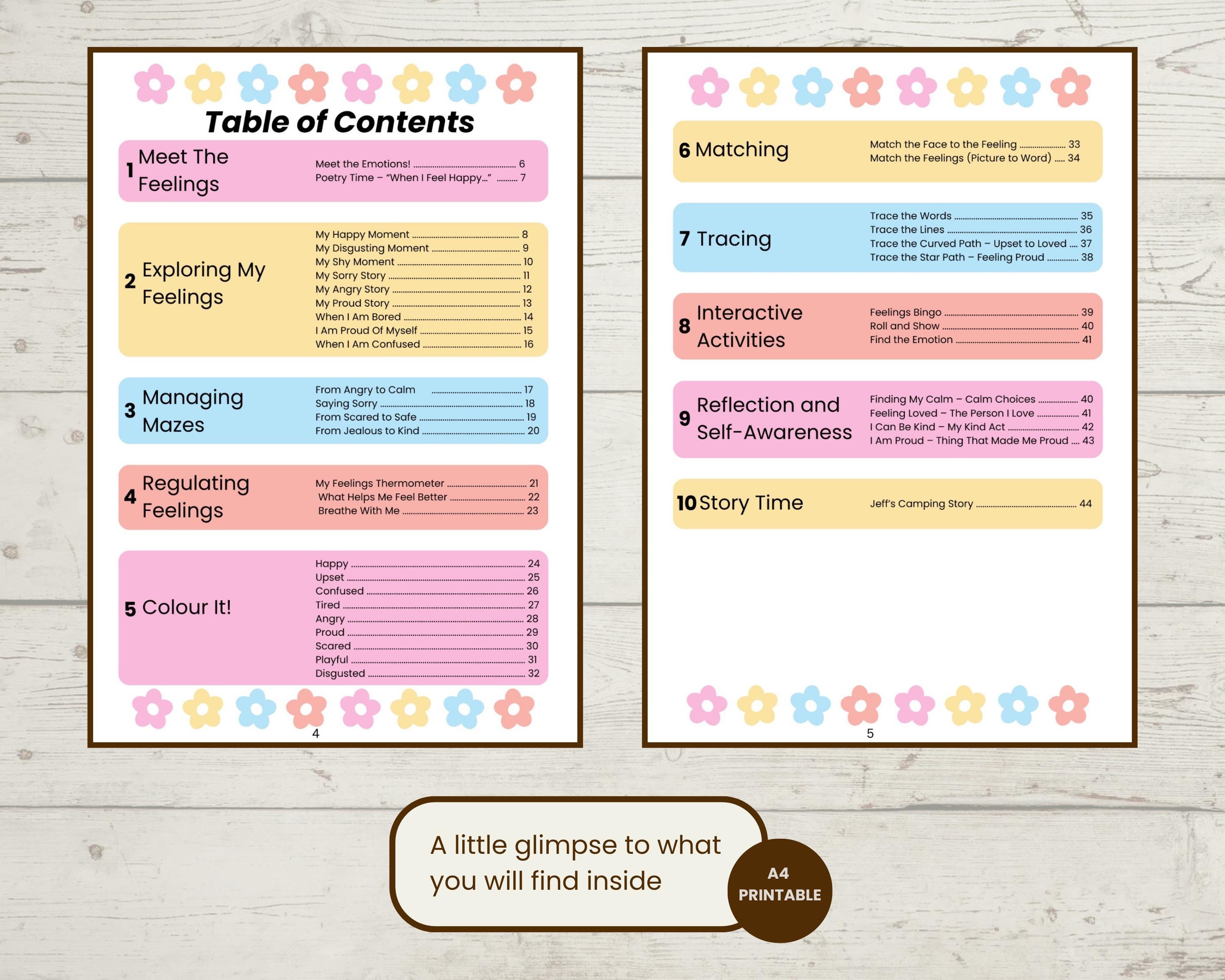Emotions Activity Book – Printable SEL Workbook for Preschoolers, Ages ...